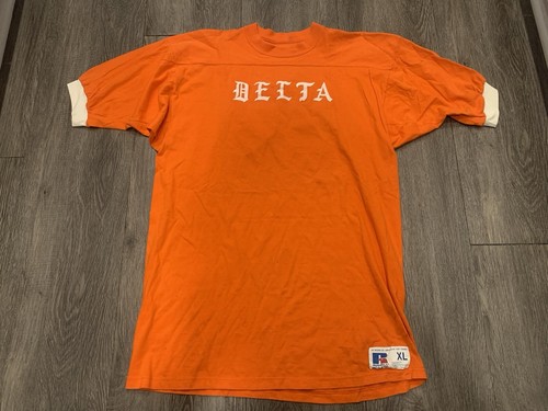 VINTAGE Russell Phi Delta Theta Shirt XL Orange Sorority 1976 College ...