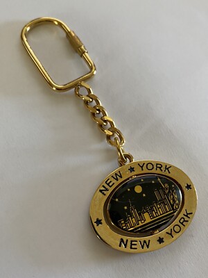 New York, New York Gold Skyline Spinner Keyring | eBay