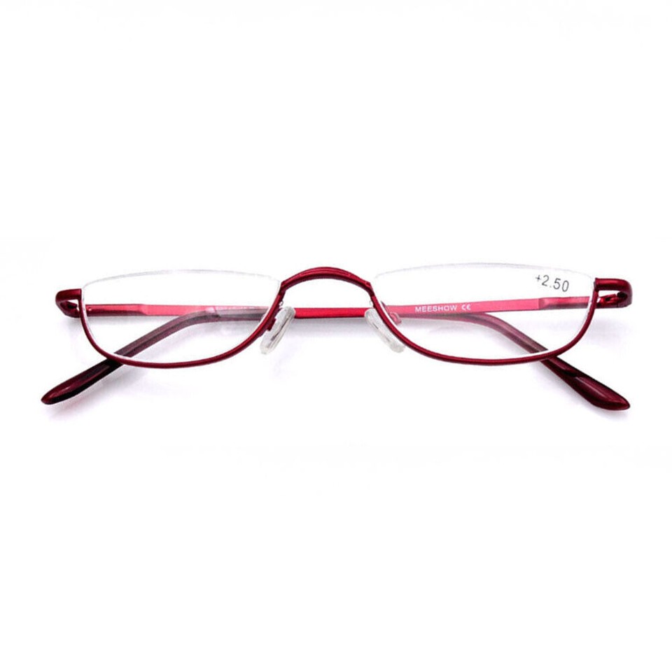 Unisex Retro Half Moon Reading Glasses Half Frame Spring Hinges Readers ...