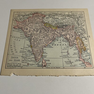 Rand, McNally & Co Antique 1899 Map Of British India & Siam7x6 | eBay