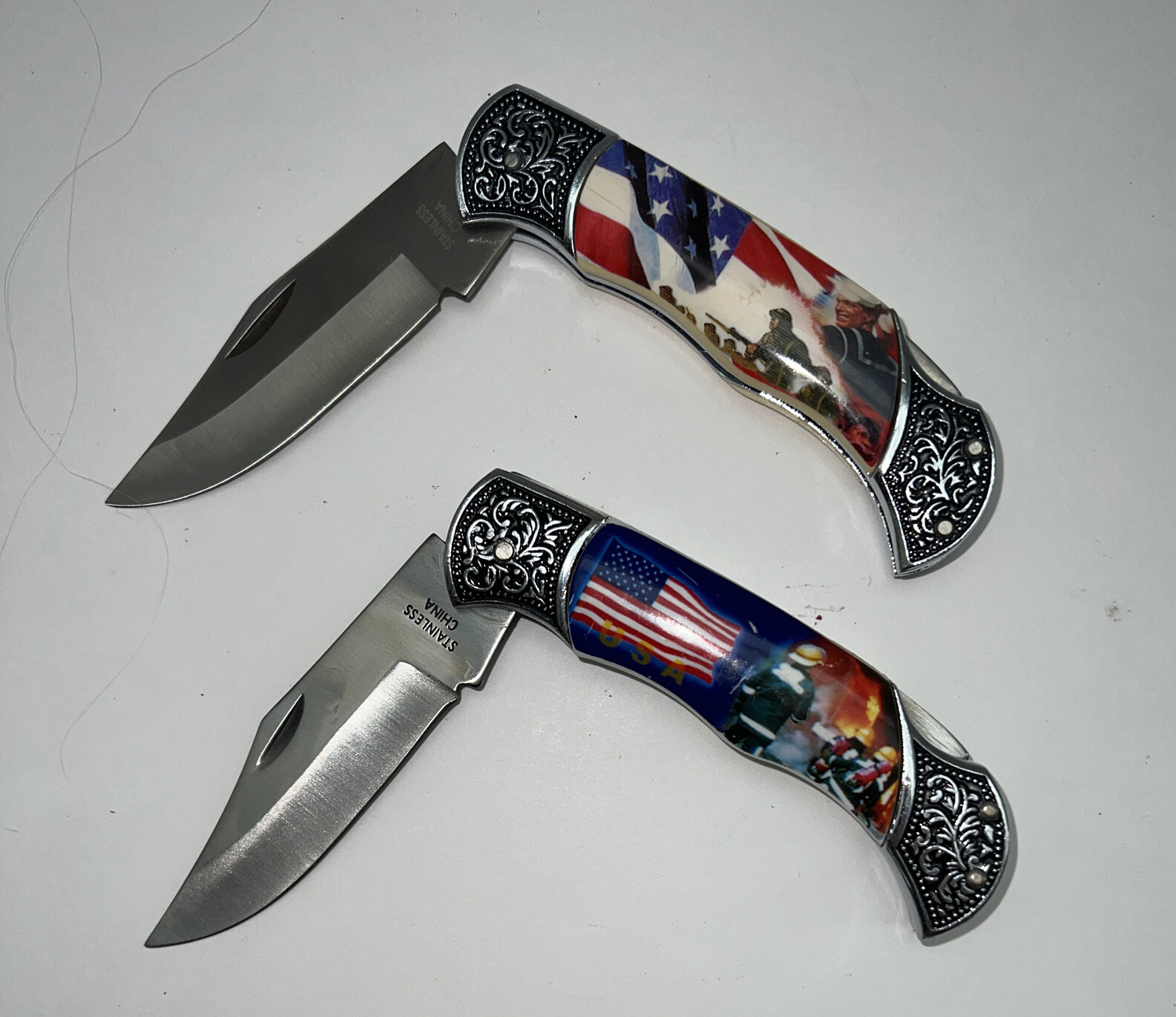 KNIVES LOT OF 2 Commerative Veterans And Fire Fighters | eBay