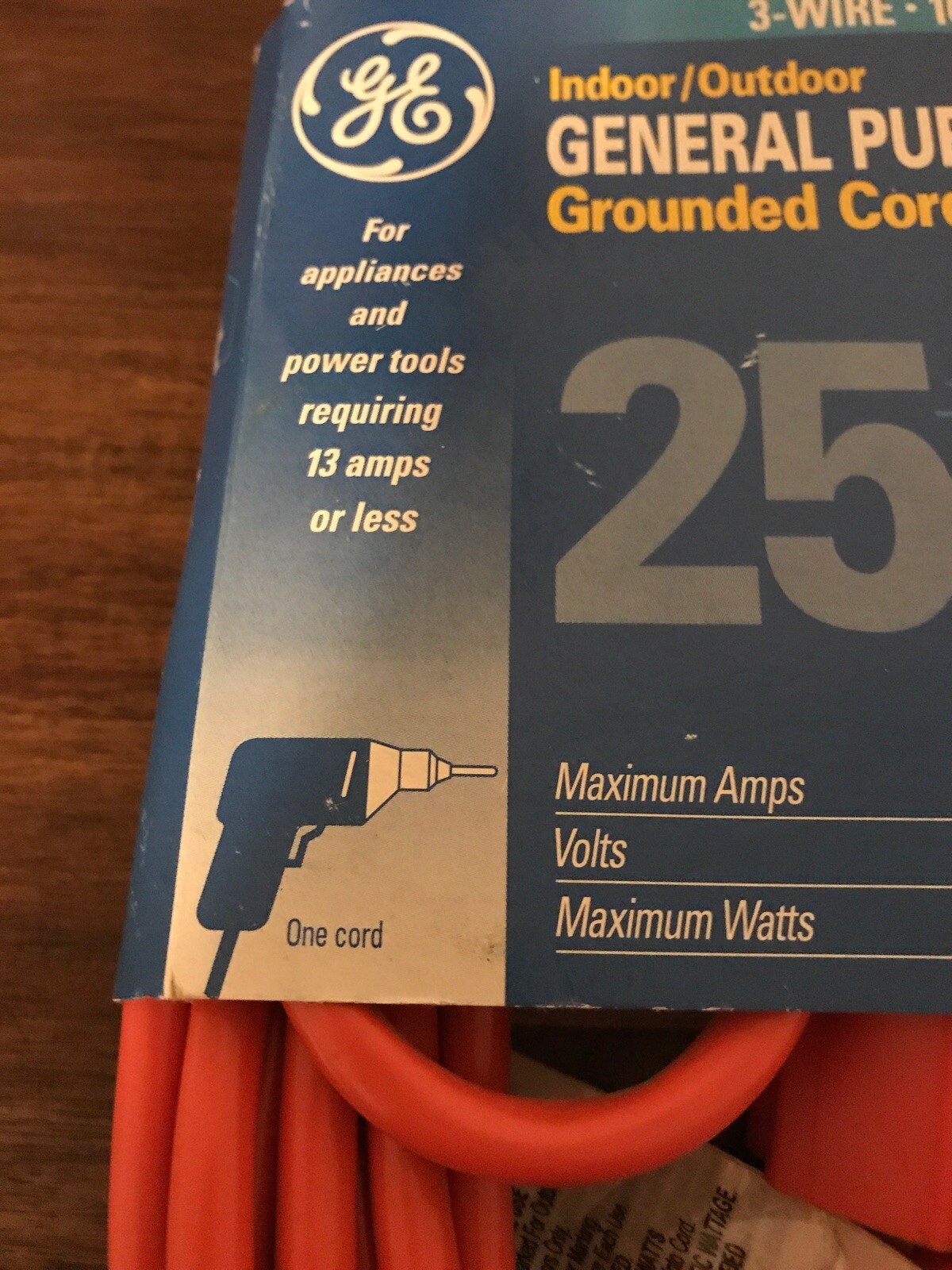 GE 3-WIRE. 16 GAUGE 25 FT GE INDOOR/OUTDOOR GENERAL PURPOSE GROUNDED ...