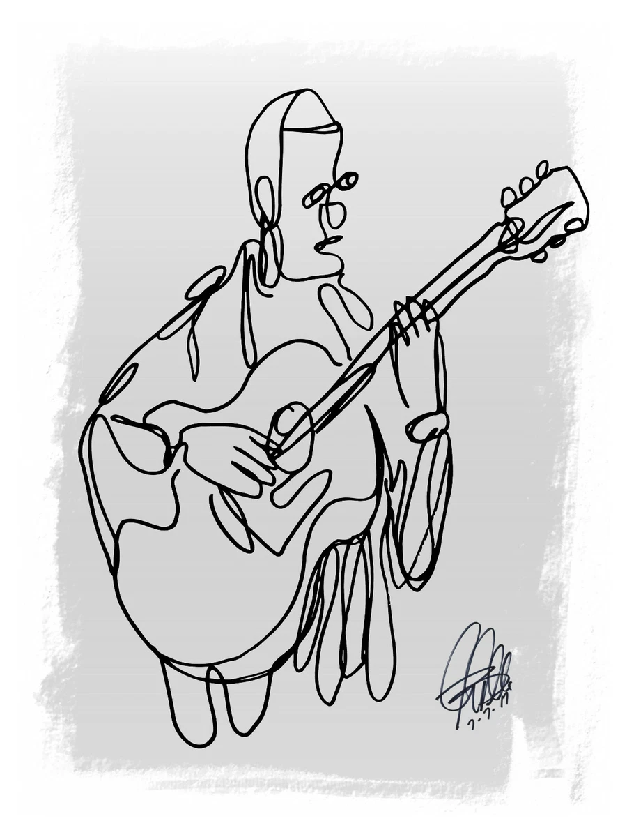 Classical Guitar Player Drawing