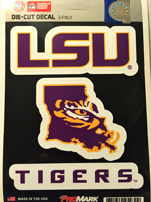 LSU Tigers Set of 3 Die Cut Decal Stickers State Outline 2x2 Inches | eBay