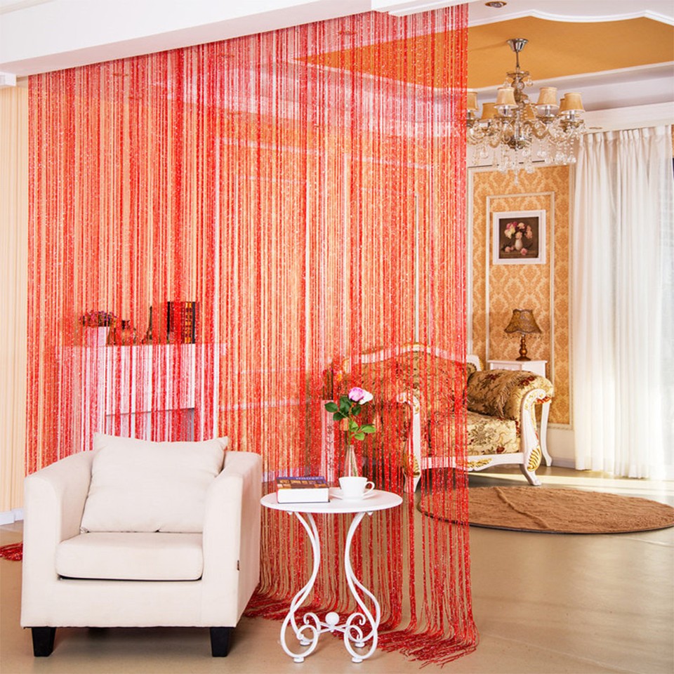 ANMINY Glitter String Door Curtain Room Dividers Fringe Window Panel ...