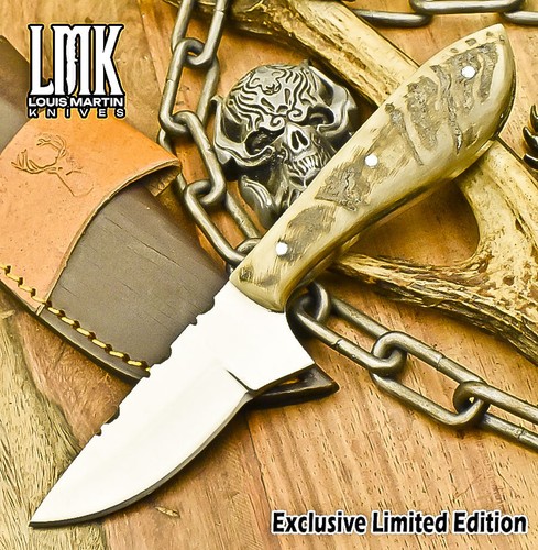 LMK Hand Crafted Skinner Knife AUS-8 Steel Ram's Horn Hunting Best ...