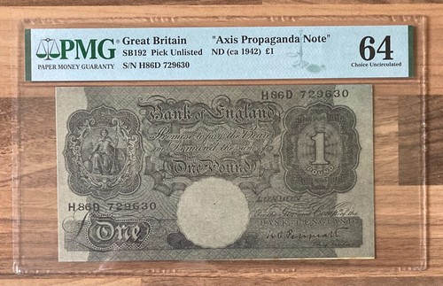 VERY RARE "£1 PEPPIATT" AXIS PROPAGANDA NOTE - PMG GRADED 64 CHOICE ...