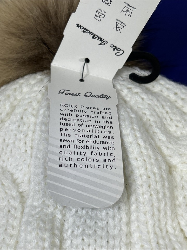 ROKK Norway Beanie Cream Color Pom Top NWT Norwegian Brand | eBay