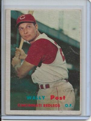 1957 Topps Baseball Card Wally Post Outfield Cincinnati Redlegs Near ...