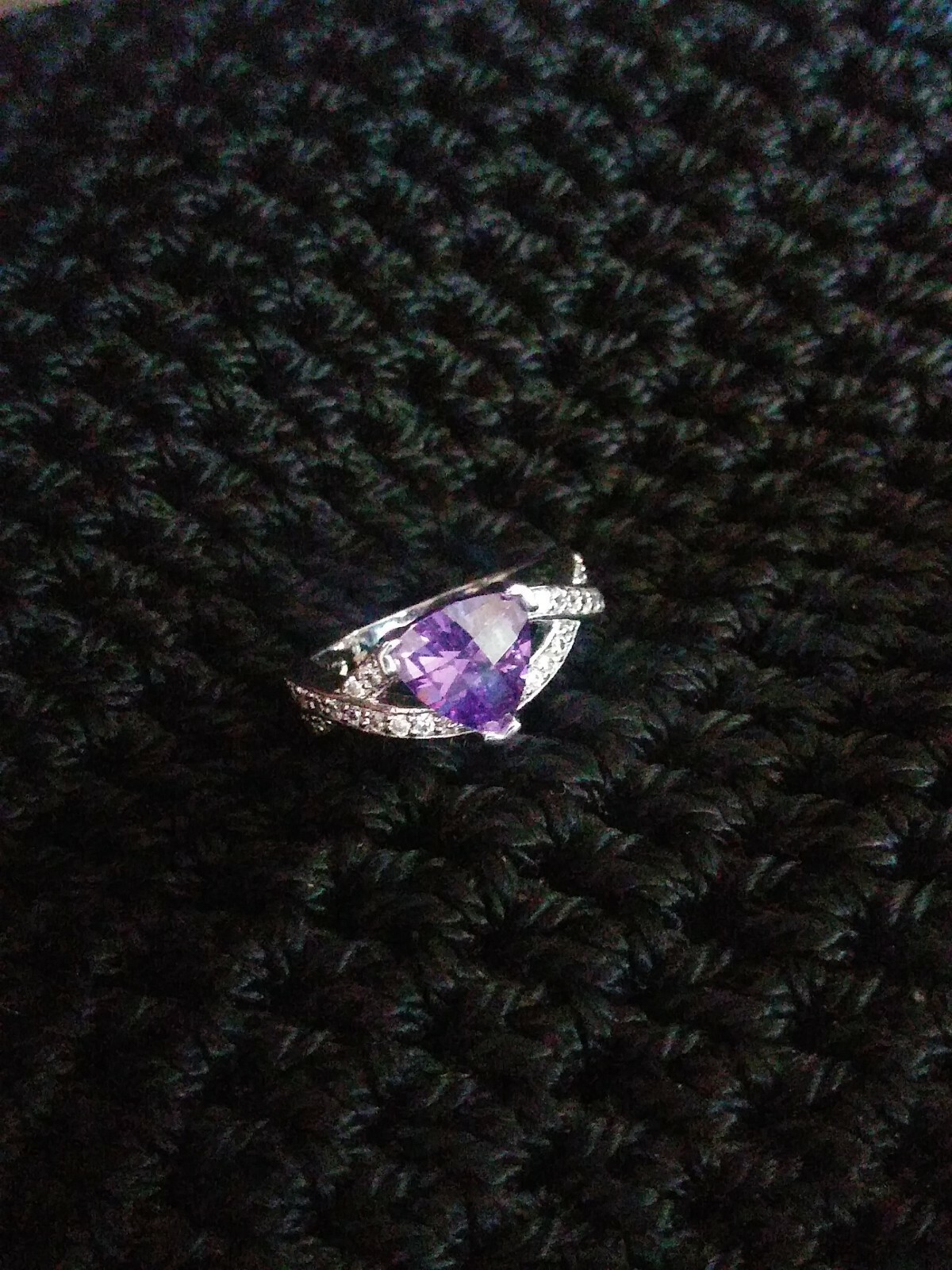 Beautiful Vintage Sterling Silver 925 Sz 6 Amethyst Triangle ...