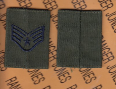 USAF AIR FORCE SENIOR AIRMAN SrA E-4 OD Green & Blue Slip on rank patch ...
