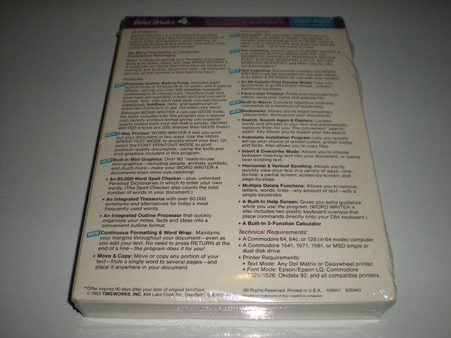 Timeworks Word Writer 3 Commodore 64/128 Word Processor Processing C64 ...