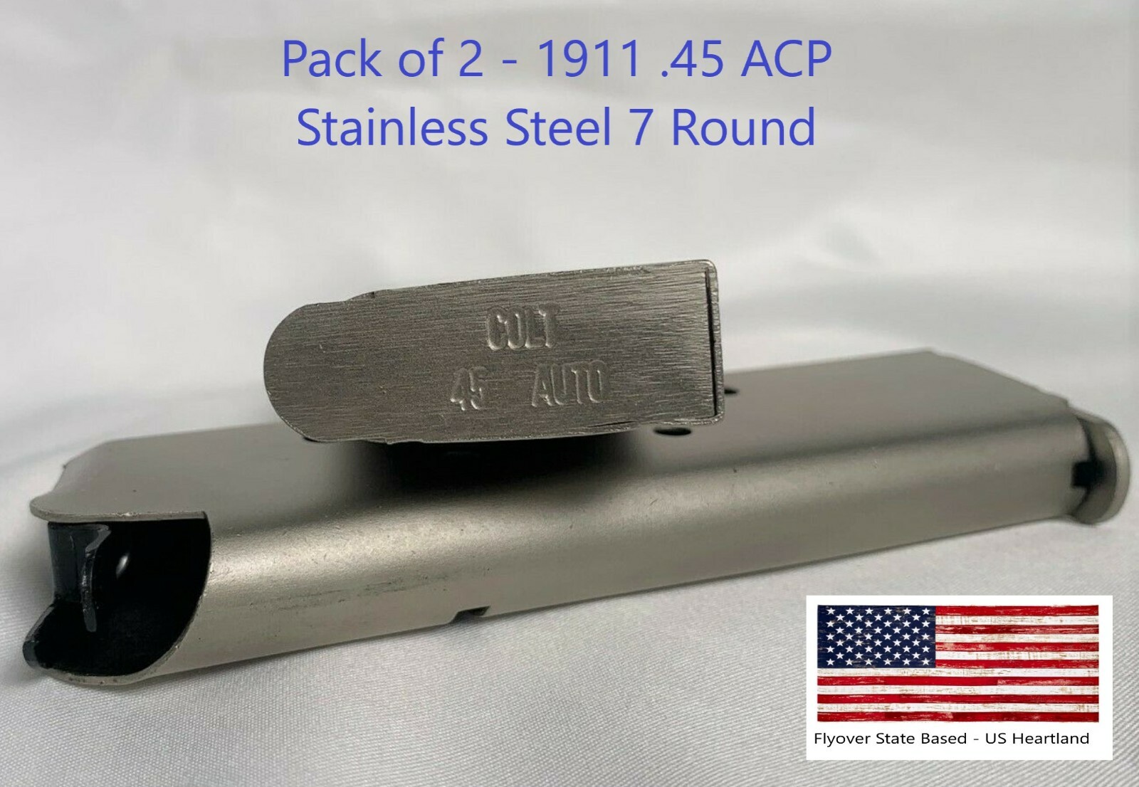 2 Magazines 1911 45 ACP AUTO 7RD Fit GI Colt Springfield Kimber Ruger Smith