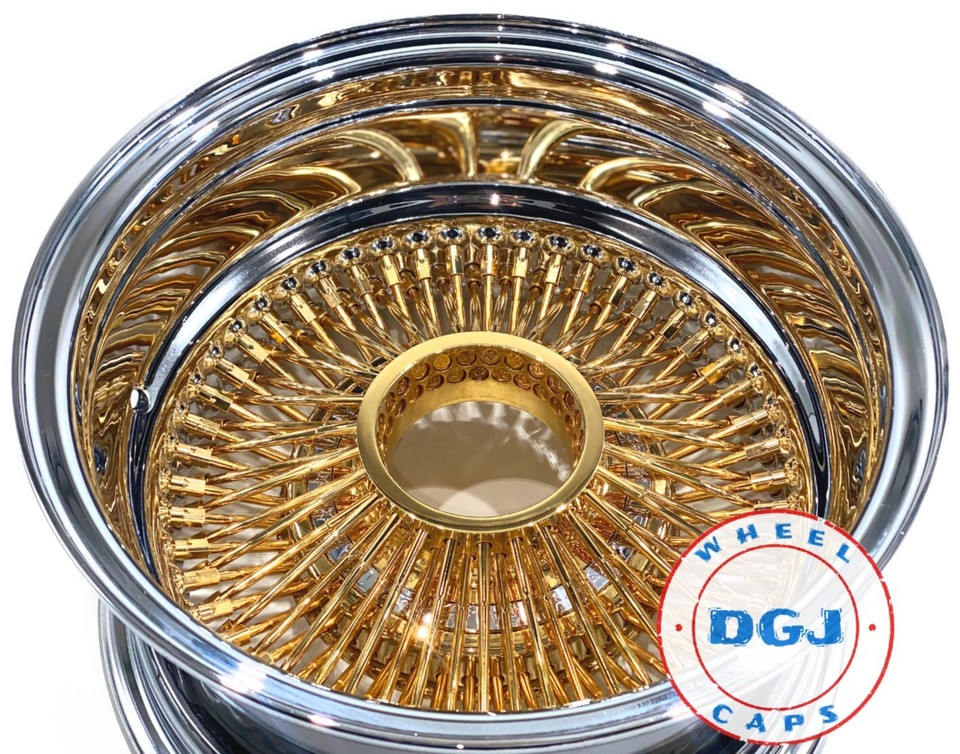 13x7 Zenith Style Rev 100 Spoke Center Gold Lowrider Wire Wheel Rims | eBay