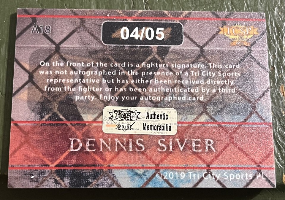 2019 Tri City Sports TCSP Finest Auto UFC Dennis Diver Auto 04/05 Cards ...