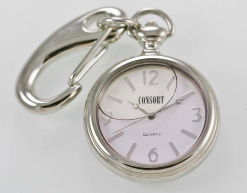 Consort Watch Mens White Stainless Steel Silver Water Resistant Pocket ...