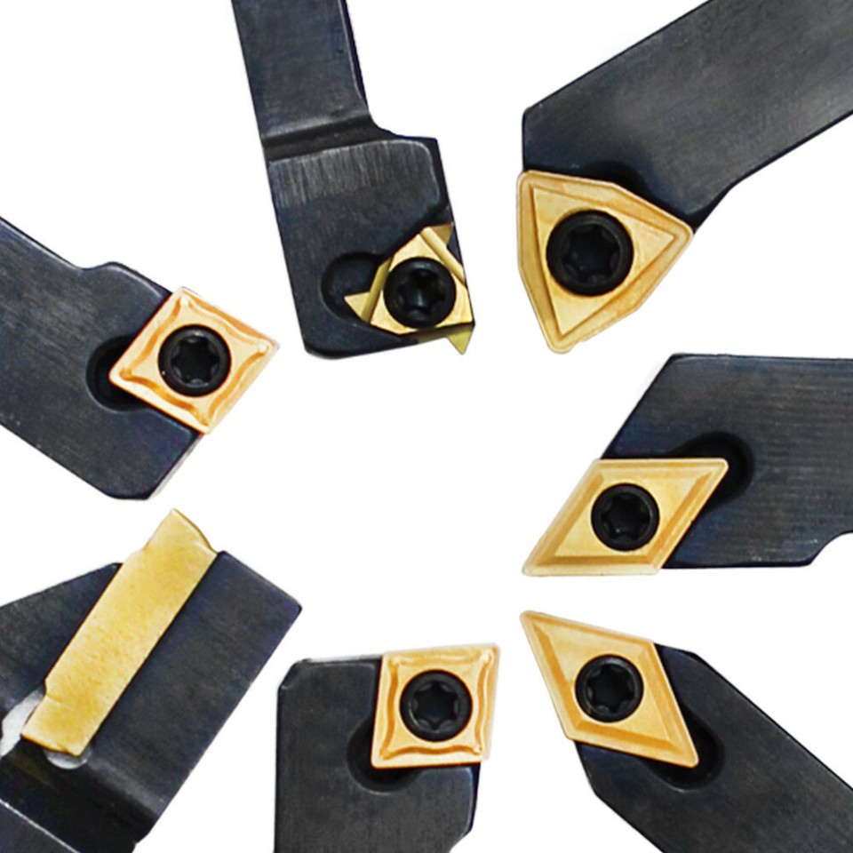 7 Pc 1/4'' Indexable Turning Tool Set with Carbide Inserts Lathe Tool ...