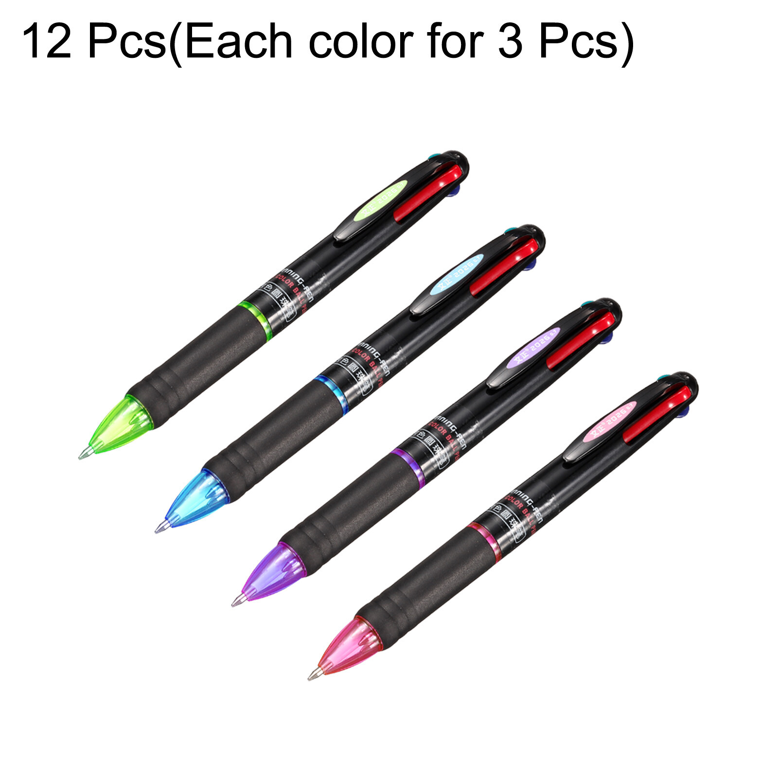 12Pcs Retractable BallPoint Pens Fine Point 0.7mm 4 Colors Ink Writing ...