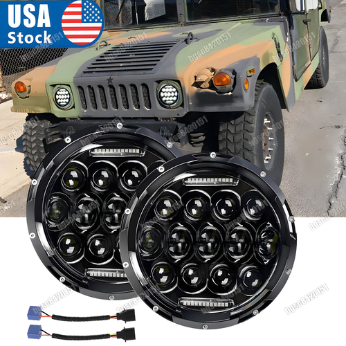 Pair 7" LED Headlights For Military Truck Hummer M998 M923 M35a2 Humvee ...