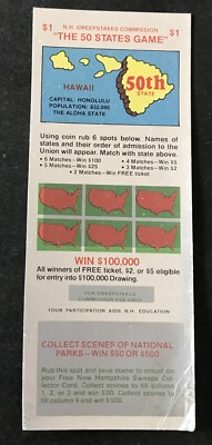 Hawaii SV Instant NH Lottery Ticket, issued in 1977 no cash value | eBay