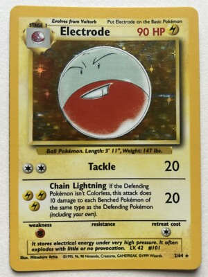 Pokemon TCG — ELECTRODE — JUNGLE Set 2/64 HOLO RARE Error/Misprint — No ...