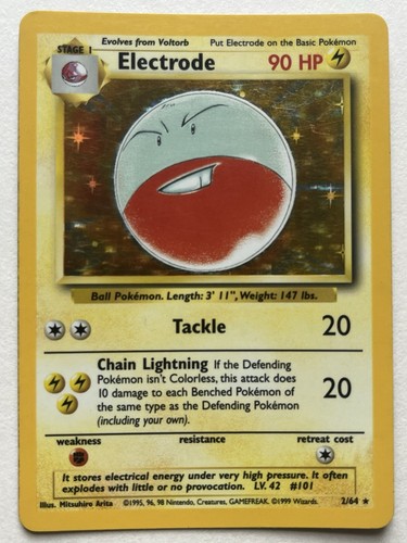 Pokemon TCG — ELECTRODE — JUNGLE Set 2/64 HOLO RARE Error/Misprint — No ...