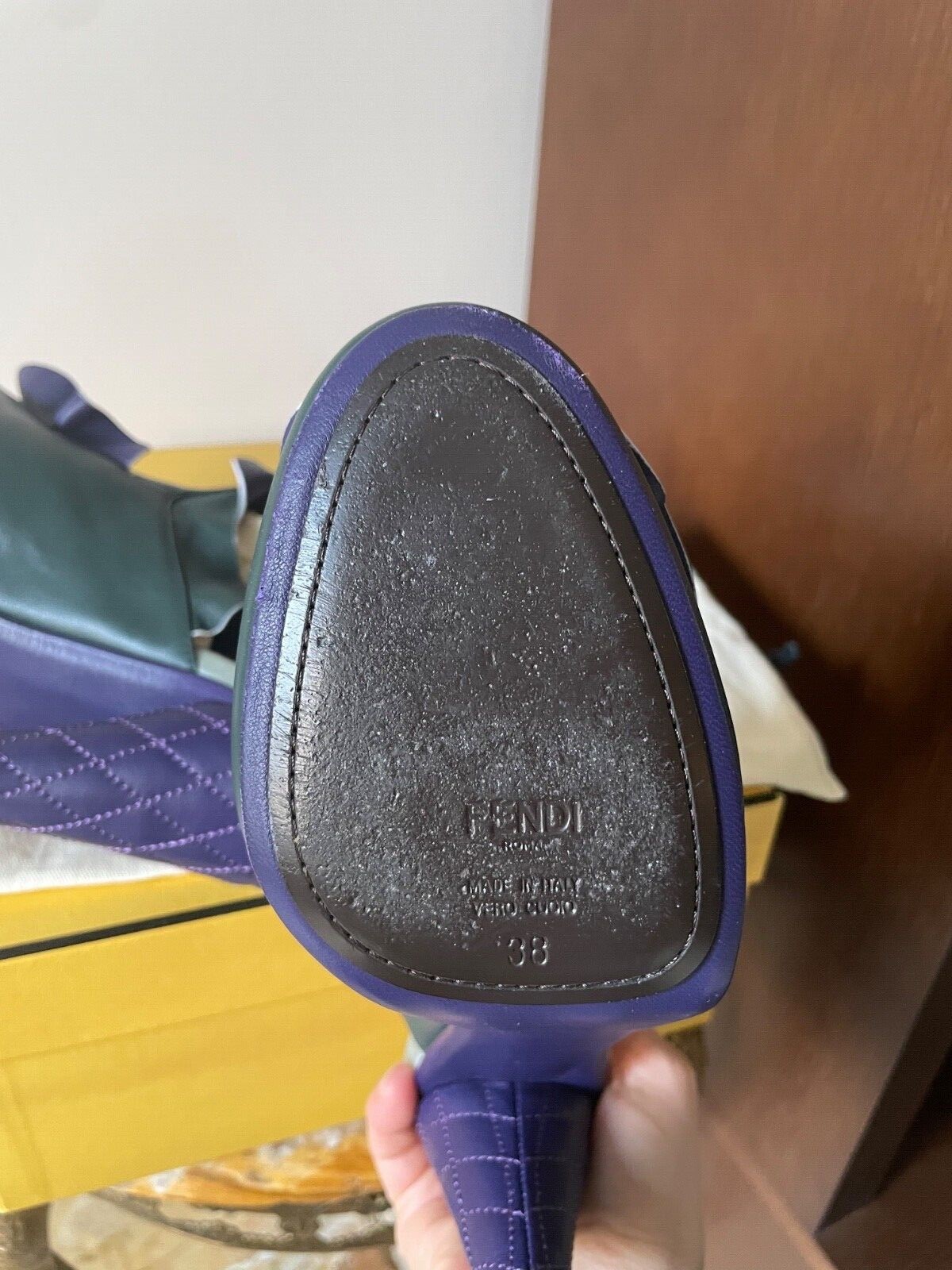 Fendi mules in emerald green and purple color - Gem