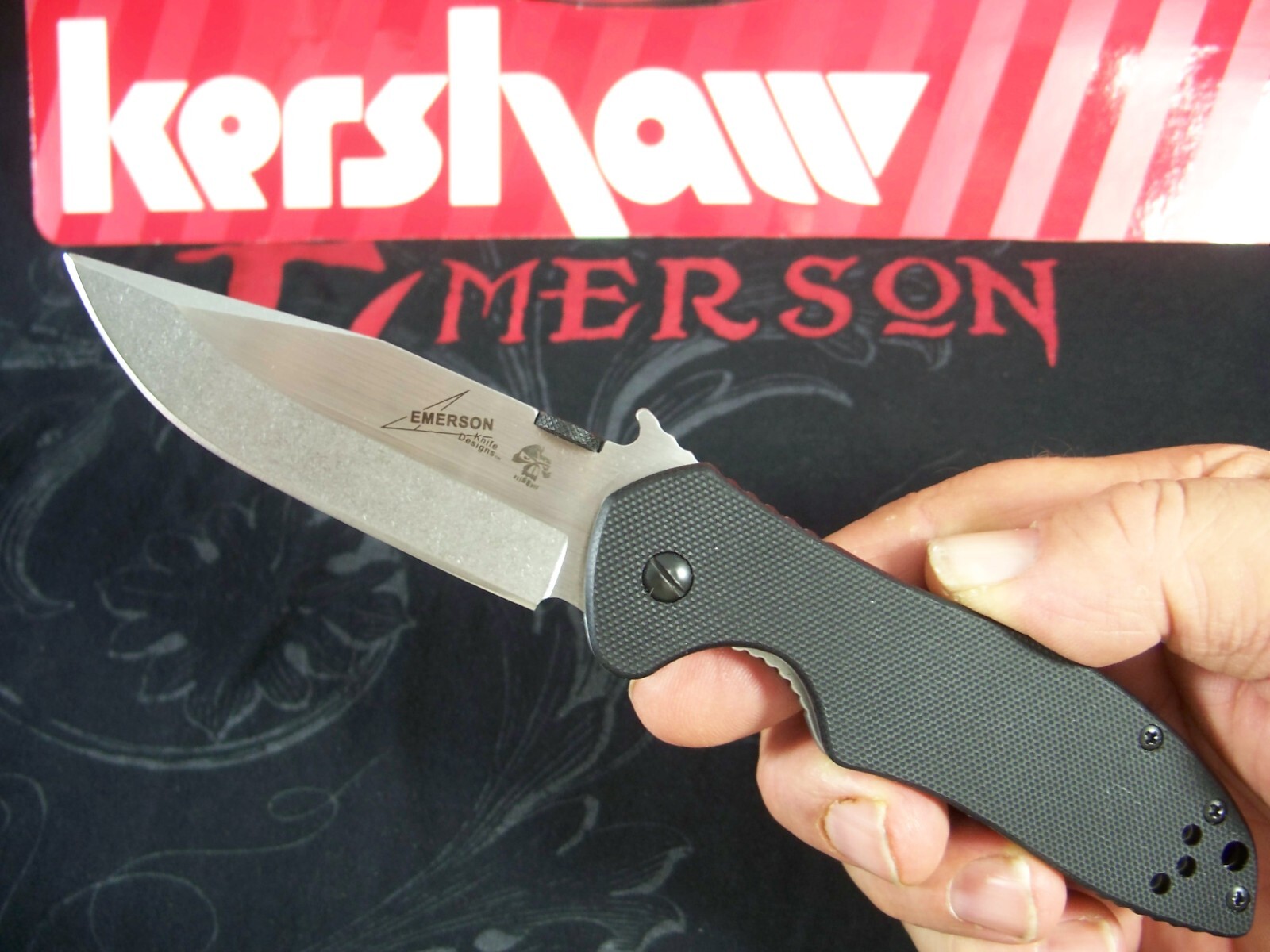 KERSHAW EMERSON - CQC-6K Black G-10 instant-opening wave Knife 2-tone ...