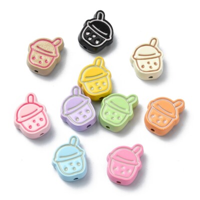 20pcs Enamel Metal Milky Tea Beads Boba Tea Spacer Beads Drink Themed ...