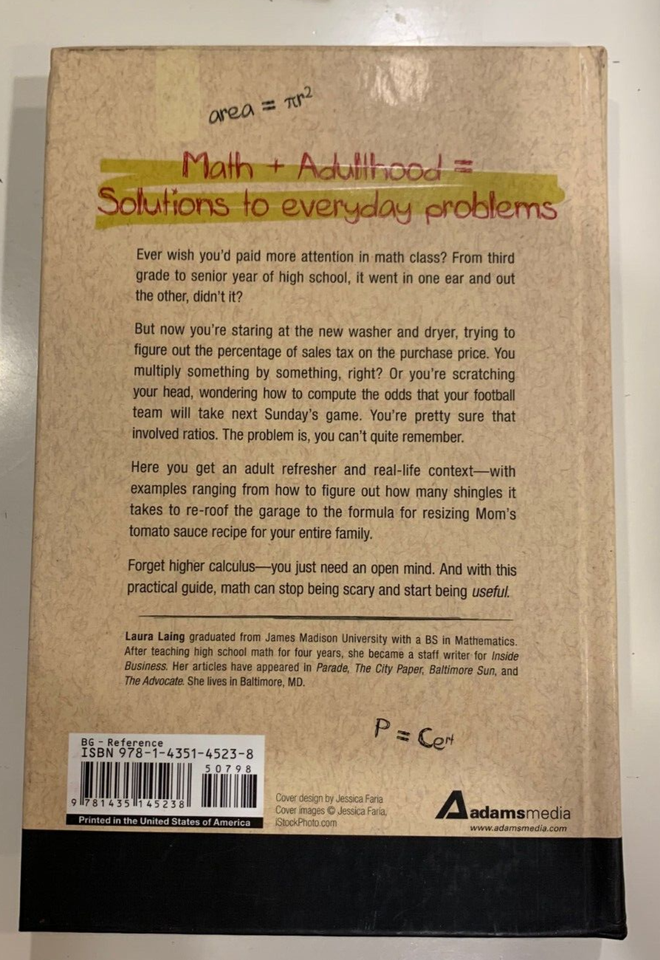 MATH FOR GROWN-UPS By Laura Laing - Hardcover | eBay