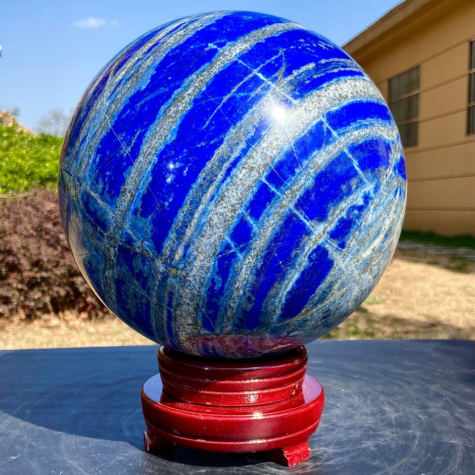 33.06LB Natural Lapis lazuli Sphere Quartz Crystal Ball Reiki healing ...