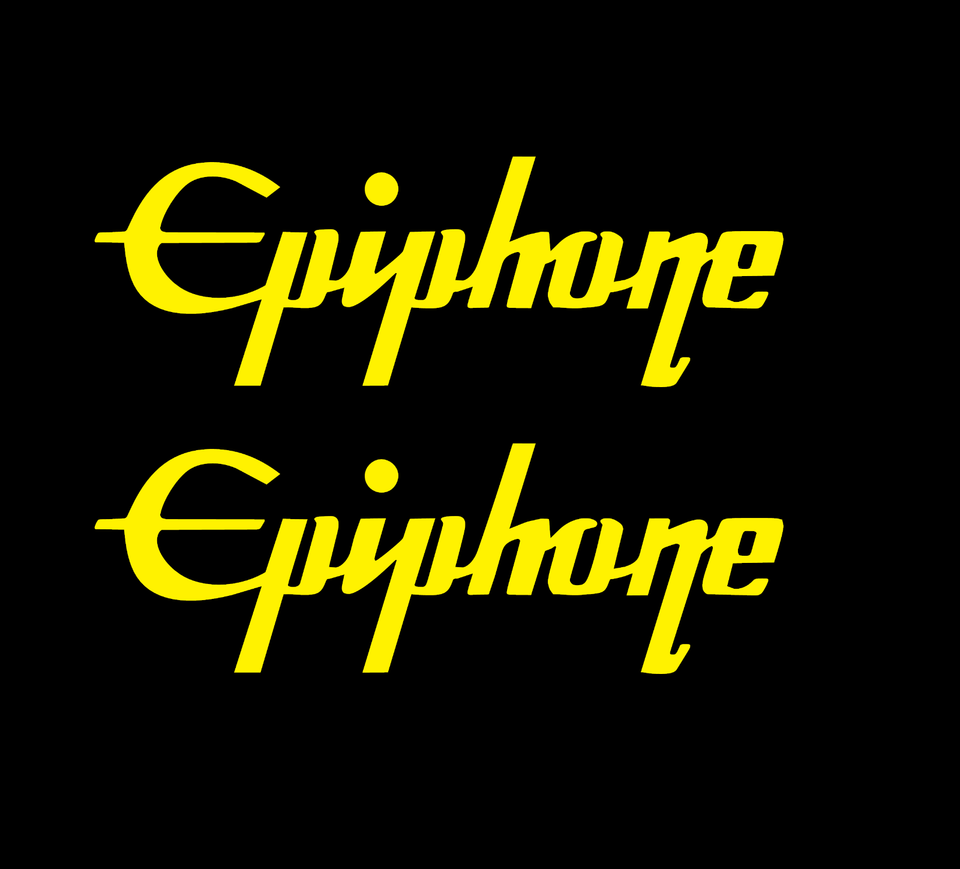 Pair Epiphone Guitar Logo 6" Wide White Vinyl Decal Sticker | eBay