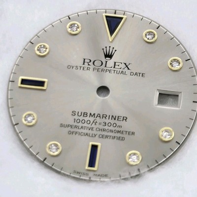 Rolex Dial Serti , Submariner 16613, Silver , Swiss , Genuine , Vintage ...