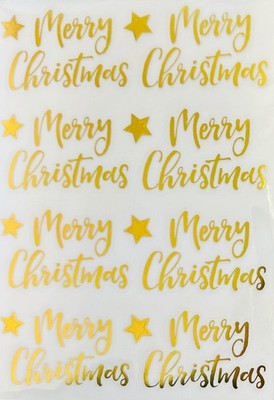 3 sheets Merry Christmas Gold Foil Clear Stickers Envelope Seals ...