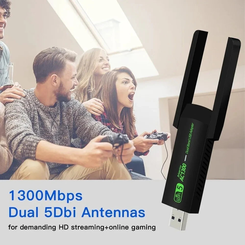 1300Mbps USB WIFI Adapter Wireless Network Dongle Dual Band 5G ...