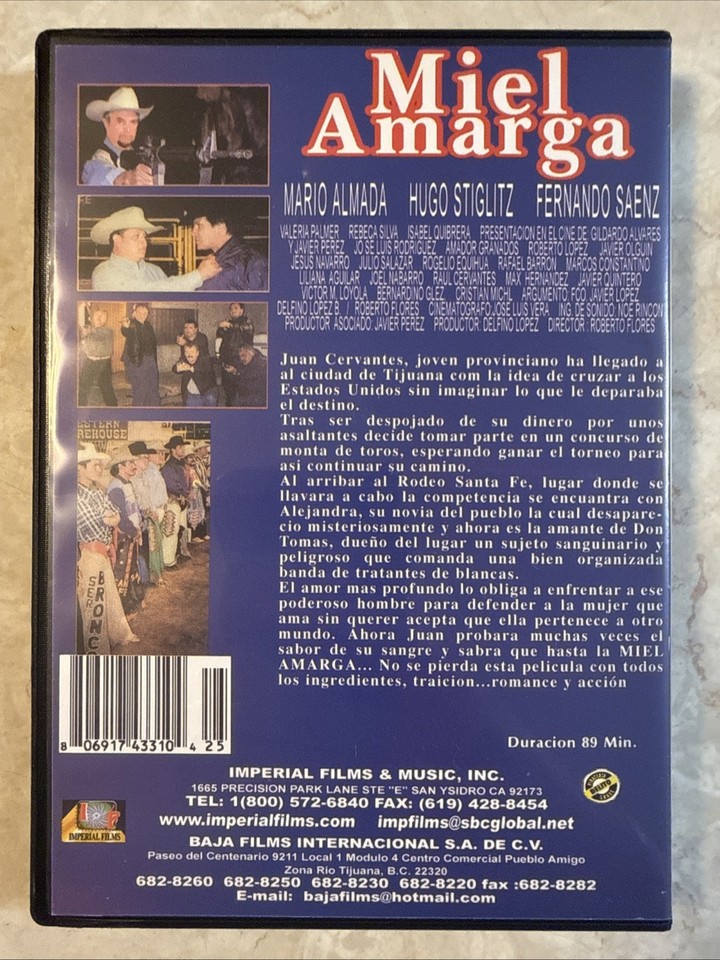 Miel Amarga (DVD) Mario Almada Hugo Stiglitz Mexican Action Crime Film ...