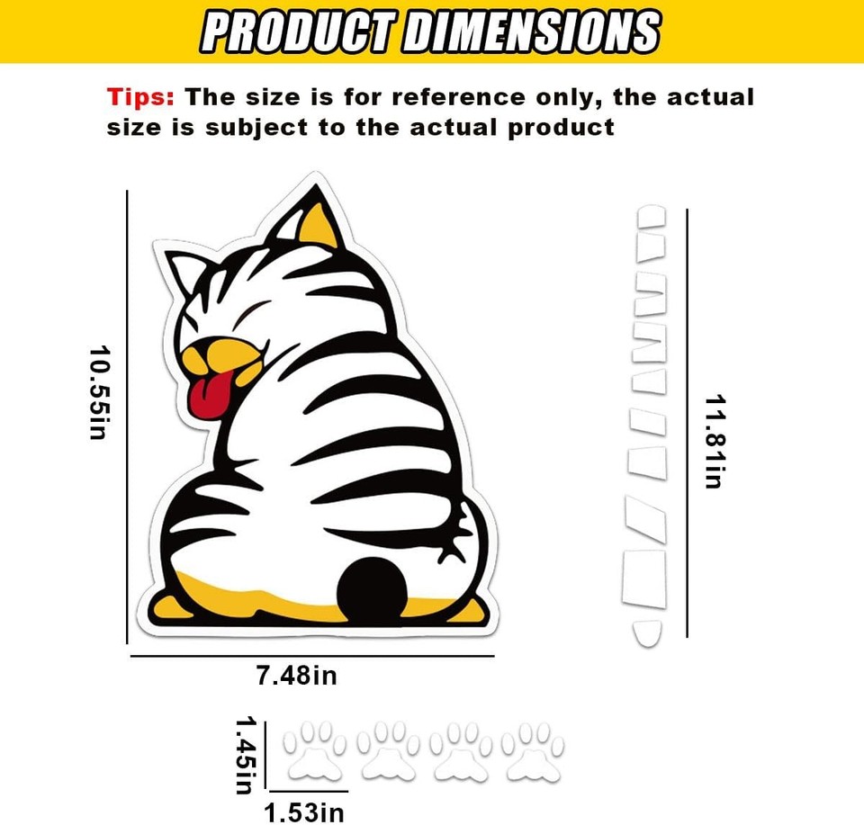 Cute Cat Car Windshield Wiper Sticker Vinyl Art Decal - Funny White | eBay