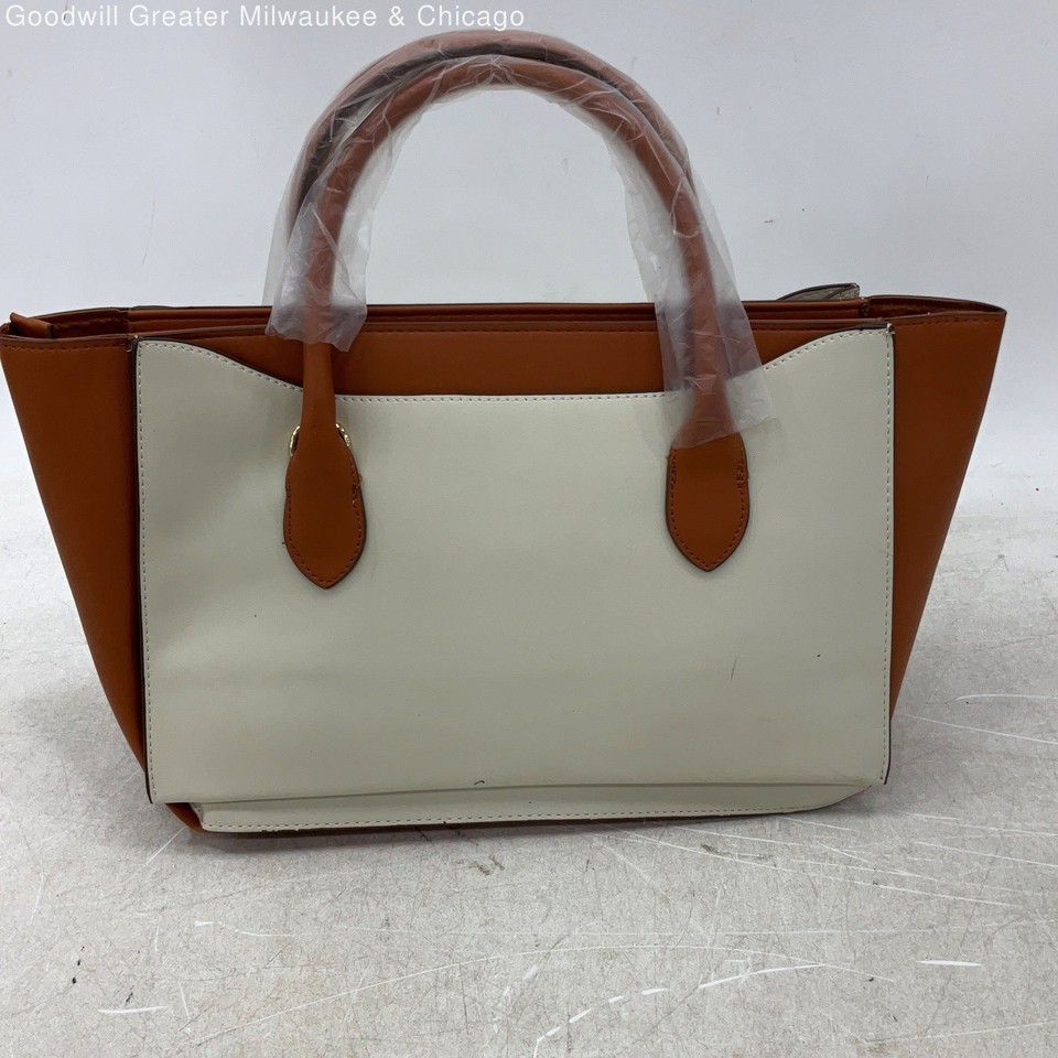 Loulu Womens Satchel Bag Purse Inner Pocket Double Handle Leather Beige ...