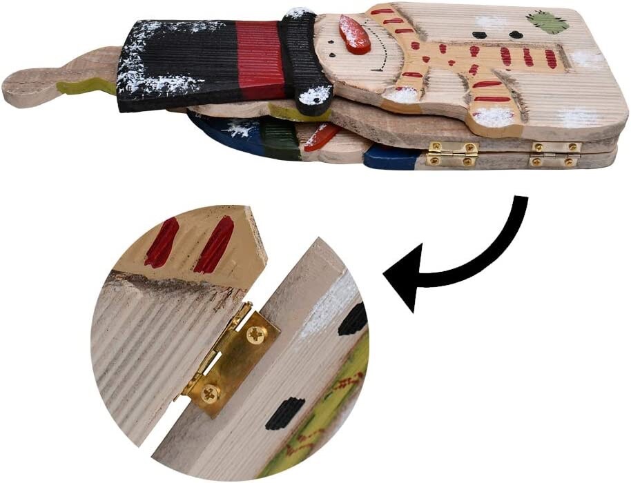 Wood Snowman Tabletop Decoration Triple Snowman Decorative Folding ...