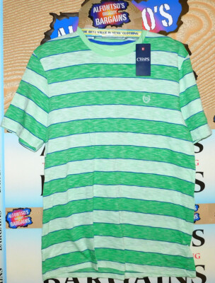 Chaps Mens Striped Tees 100% Cotton Summer Cool $13.99 Free Shipping | eBay