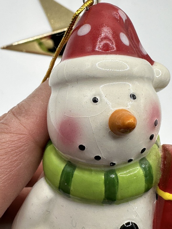 Ceramic Christmas Snowman Leg Clapper Bell Ornament | eBay