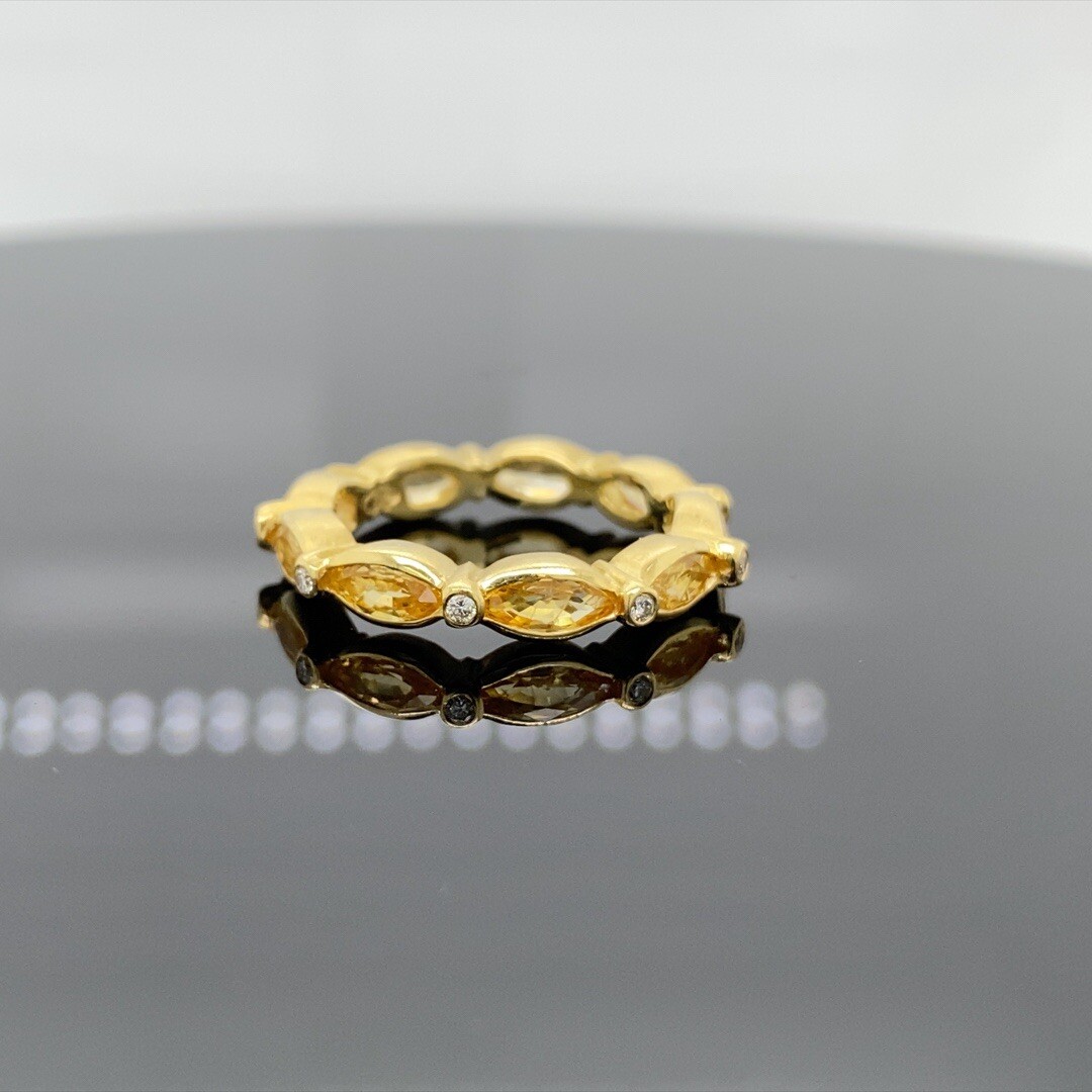 Doris Panos 18k Gold 1.80Ctw Diamond & Yellow Sapphire Eternity Ring ...