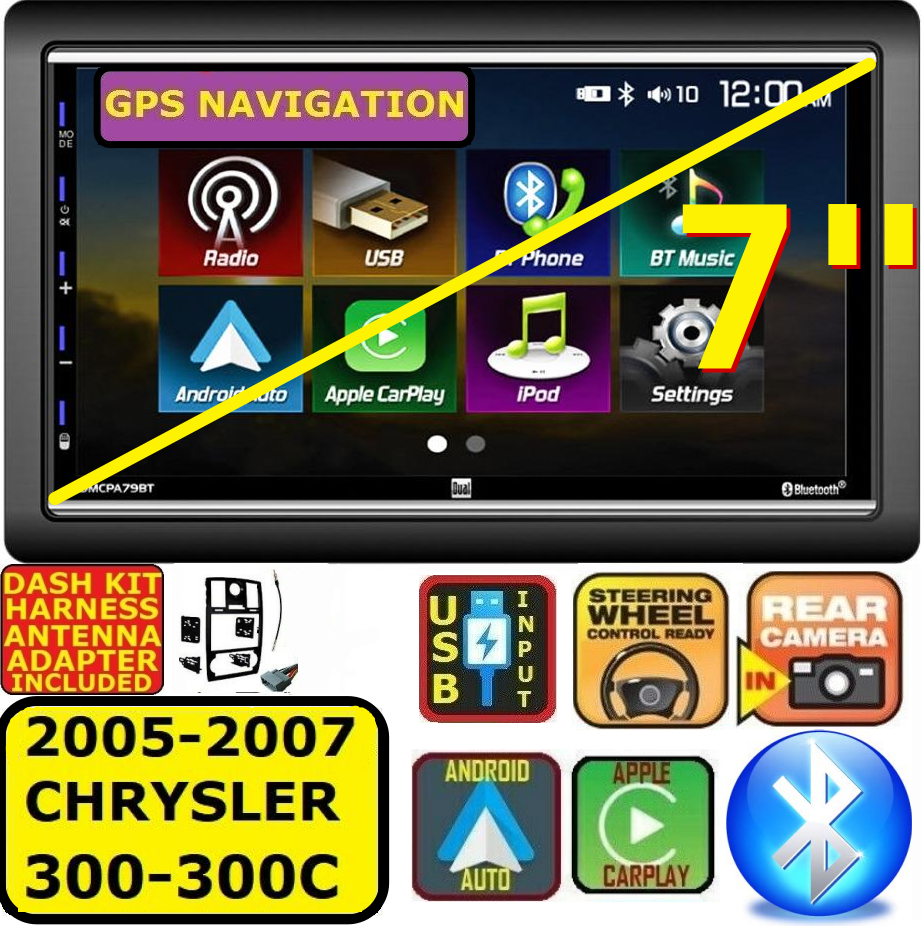 05 06 07 CHRYSLER 300 APPLE CARPLAY ANDROID AUTO BLUETOOTH TOUCHSCREEN ...