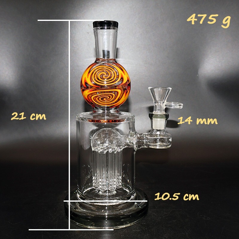 8"Gorgeous Glass Water Pipe Orange Percolator Bong Smoking Hookah ...