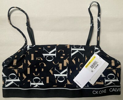 NWT CALVIN KLEIN CK ONE UNLINED SIGNATURE BRALETTE BLACK BRA QF5737 ...