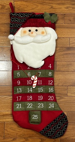 Santa Christmas Countdown Calendar Plush Large Stocking Advent 27 ...