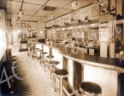 1930s NYC Bar Diner Counter Original Sepia Photo Printed on Heavy linen ...