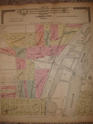 SAGINAW CARROLLTON CHAPIN TOWNSHIP MICHIGAN ANTIQUE MAP | eBay