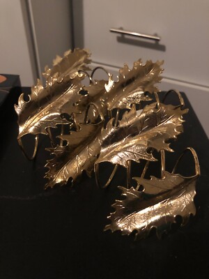 The Bombay Company Gold Plat Leaf Napkin Rings Set Of Four- Beautiful ...