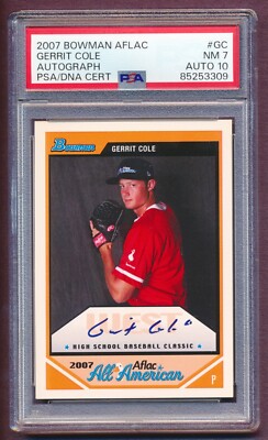 2007 Topps Aflac All American #GC Gerrit Cole Auto PSA 7 Auto 10 Rookie ...